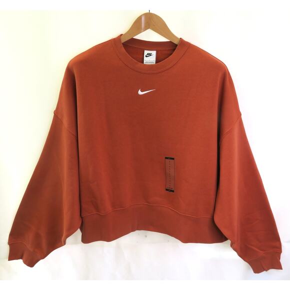 Nike | Tops | New Nike Sz L Oversized Fleece Crewneck Cropped ...